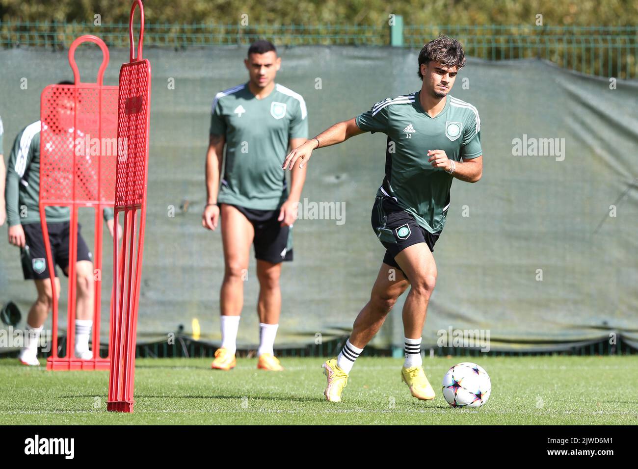 Celtic's Jota (right) during a training session at the Lennoxtown ...