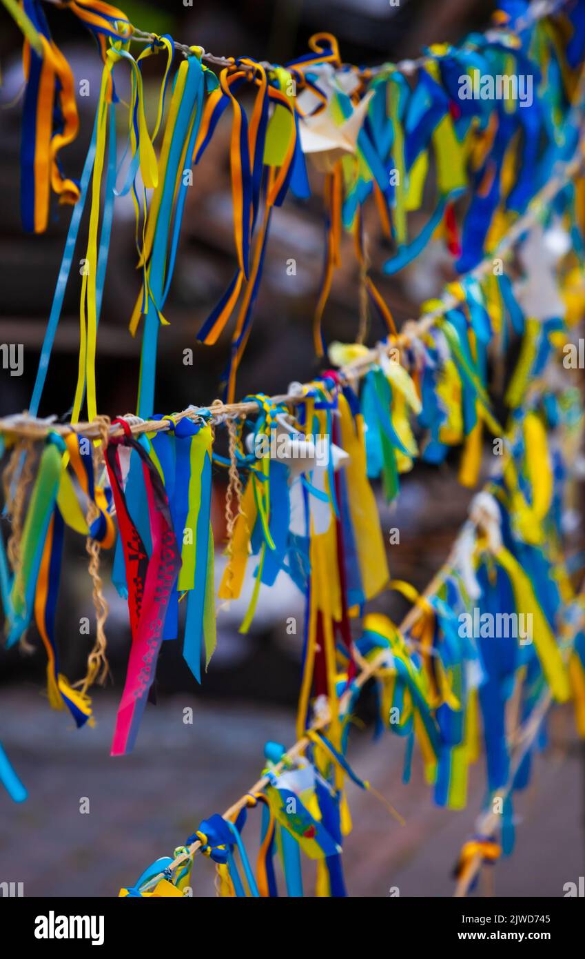 Ribbons in the colors of the national flag of Ukraine. Symbol of the ...