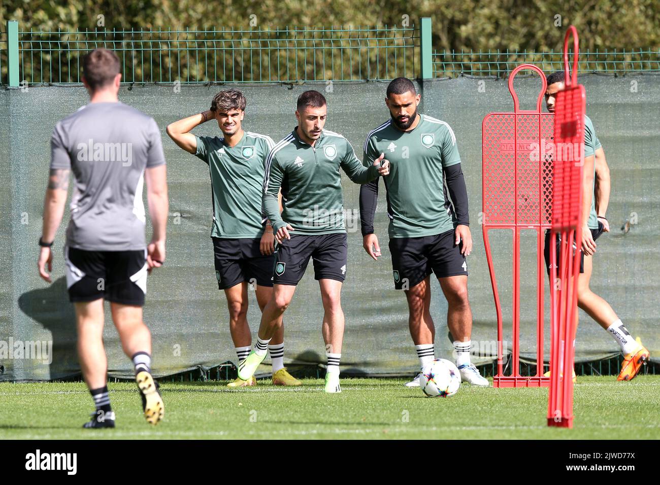 Celtic's Jota (left) Josip Juranovic and Cameron Carter-Vickers (right ...