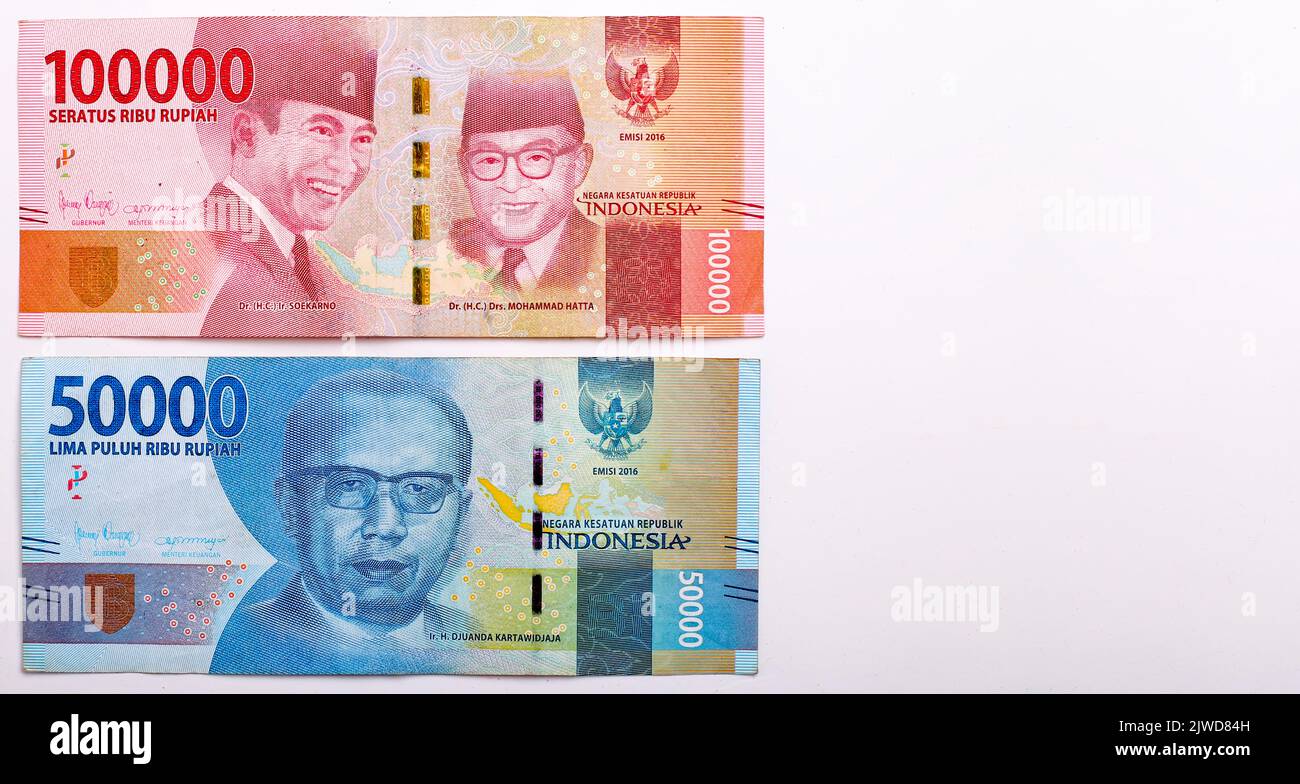 Indonesian rupiah currency isolated on white background. copy space ...