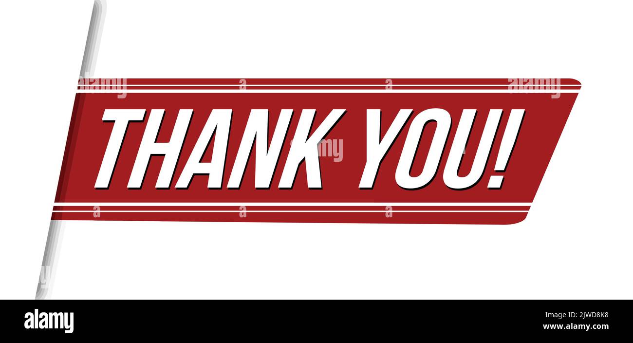 Thank you red ribbon or banner design on white background, vector ...