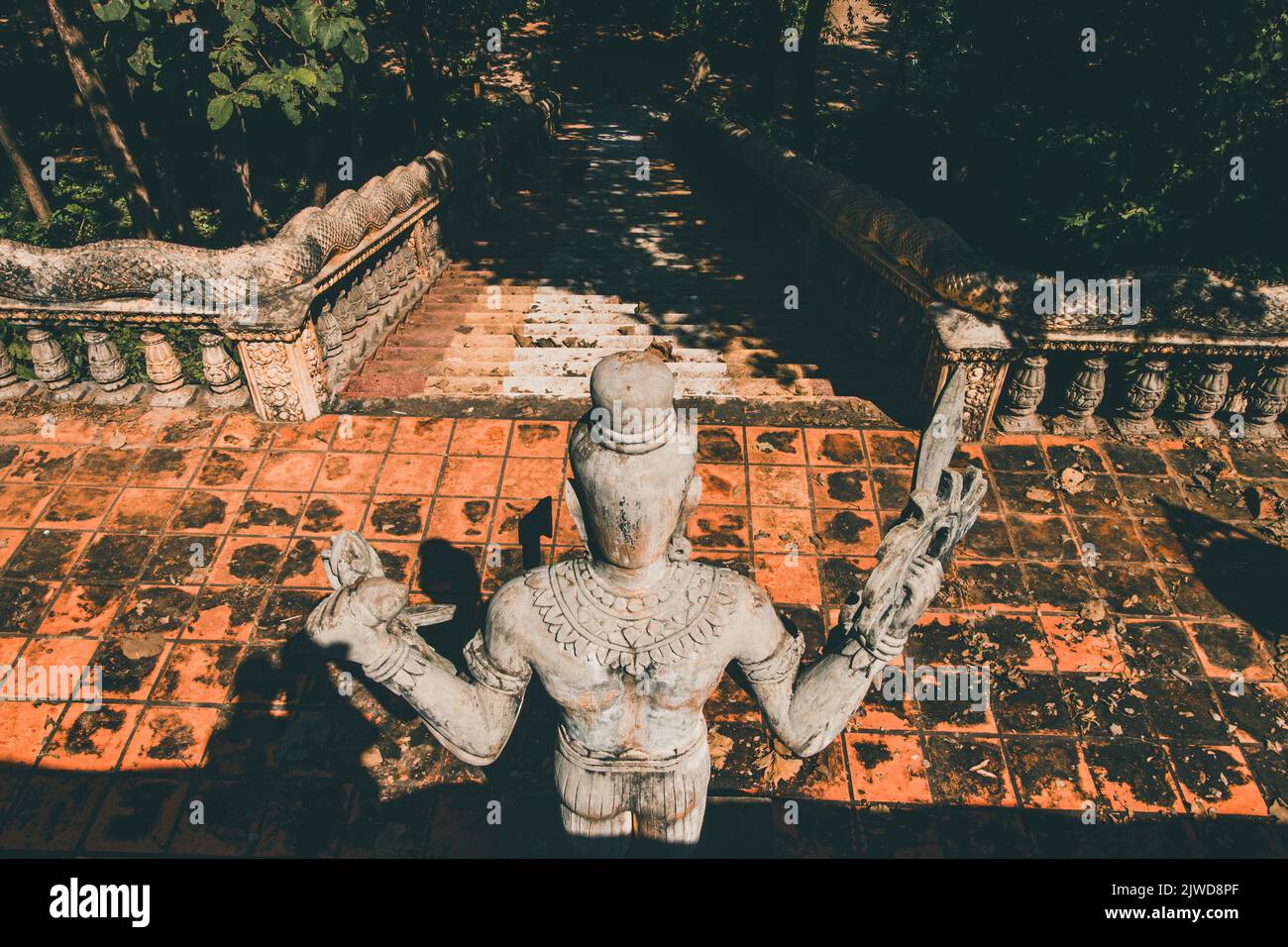 Sculpture at the entrance of Phnom Srey and Phnom Pros Temple in ...