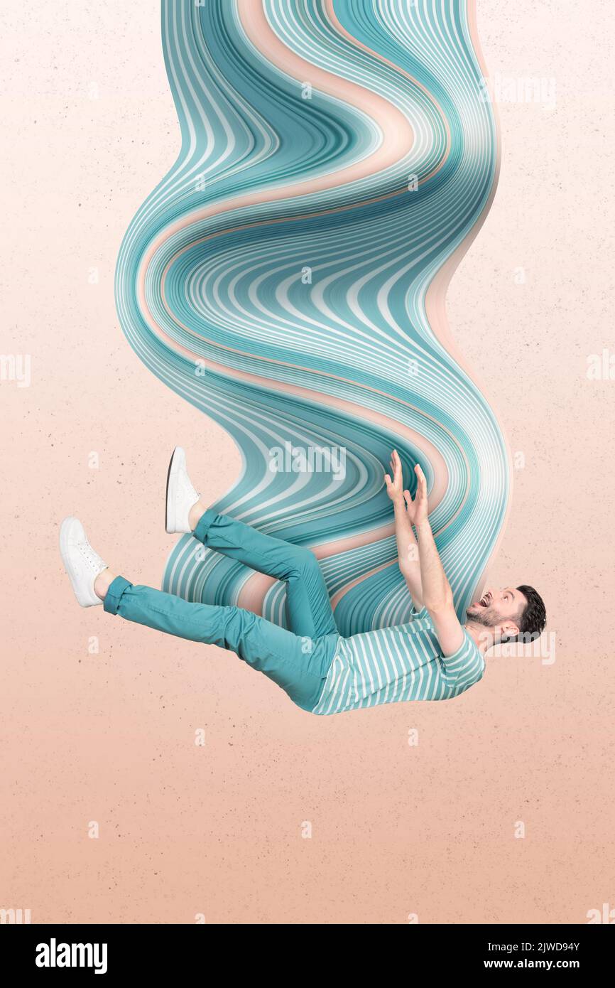 Photo collage postcard poster sketch of crazy person hypnotic process ...