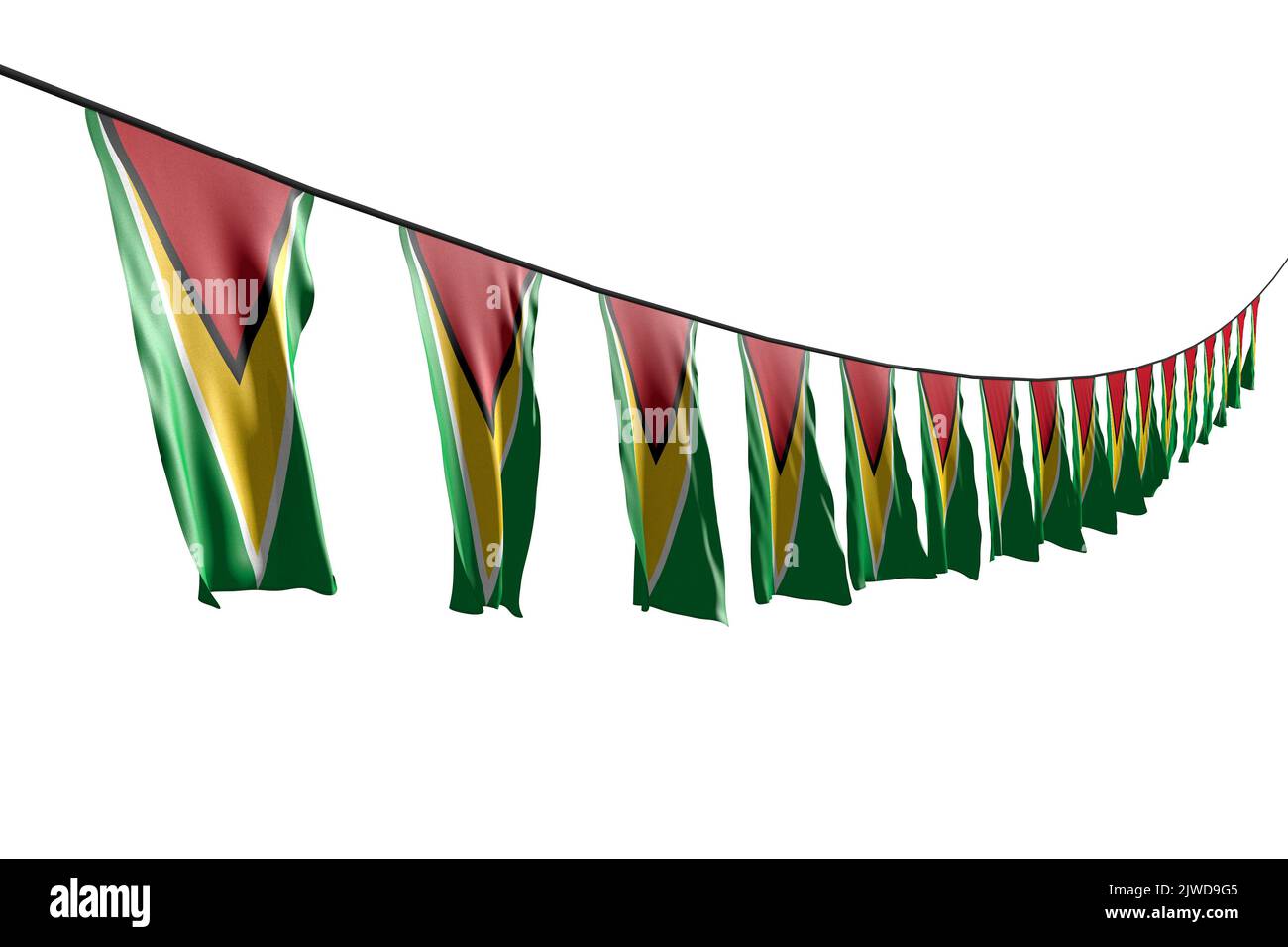 nice anthem day flag 3d illustration - many Guyana flags or banners ...