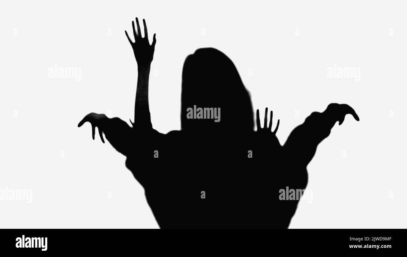 black shadows of women dancing during party isolated on white Stock ...