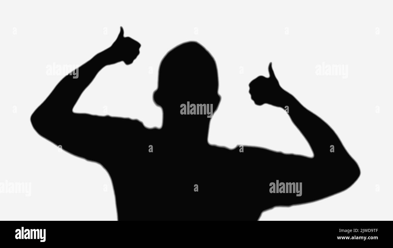 shadow of man showing thumbs up isolated on white Stock Photo - Alamy