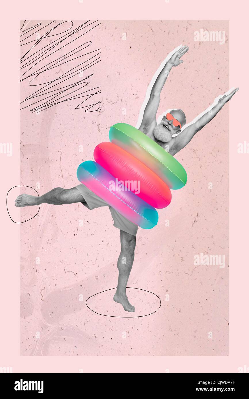 Exclusive minimal magazine sketch collage of funny mature old man ...