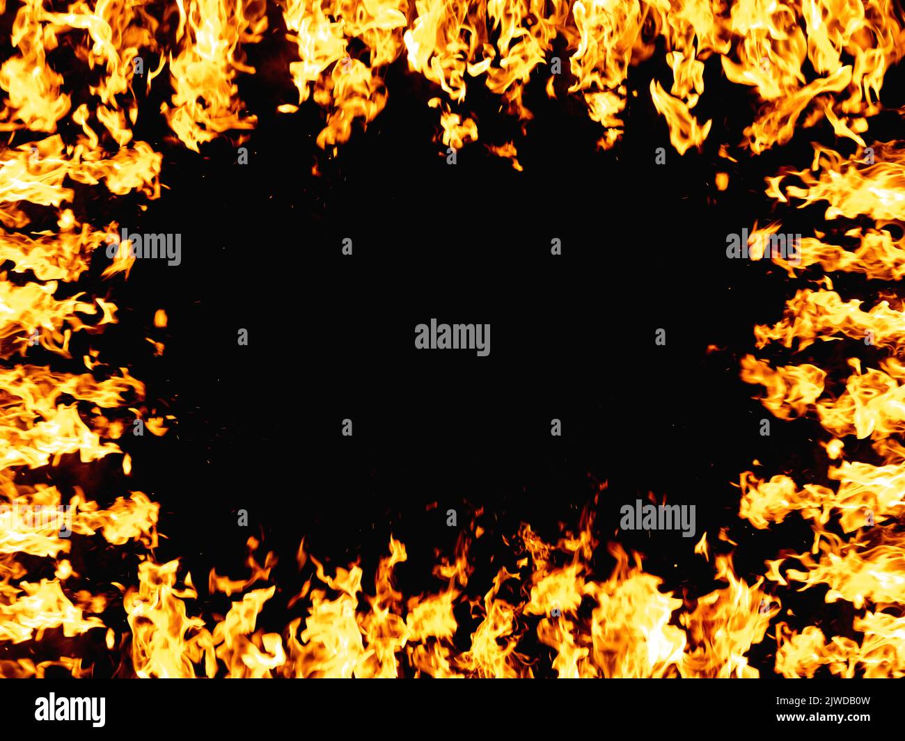 flame background hot frame yellow glow black night Stock Photo - Alamy