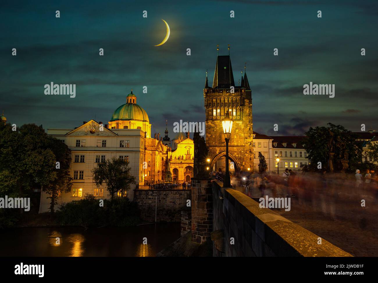 Prague, Czech Republic. Charles Bridge (Karluv Most - in czech) and Old Town Tower Stock Photo ...