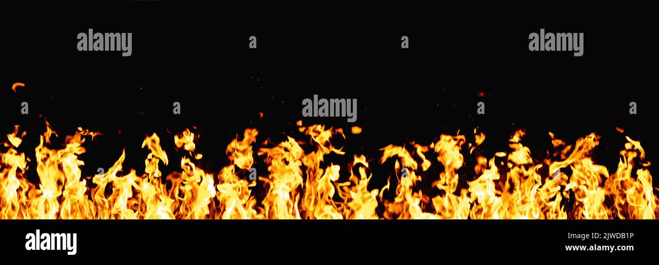 fire banner flame pattern orange warm black night Stock Photo - Alamy
