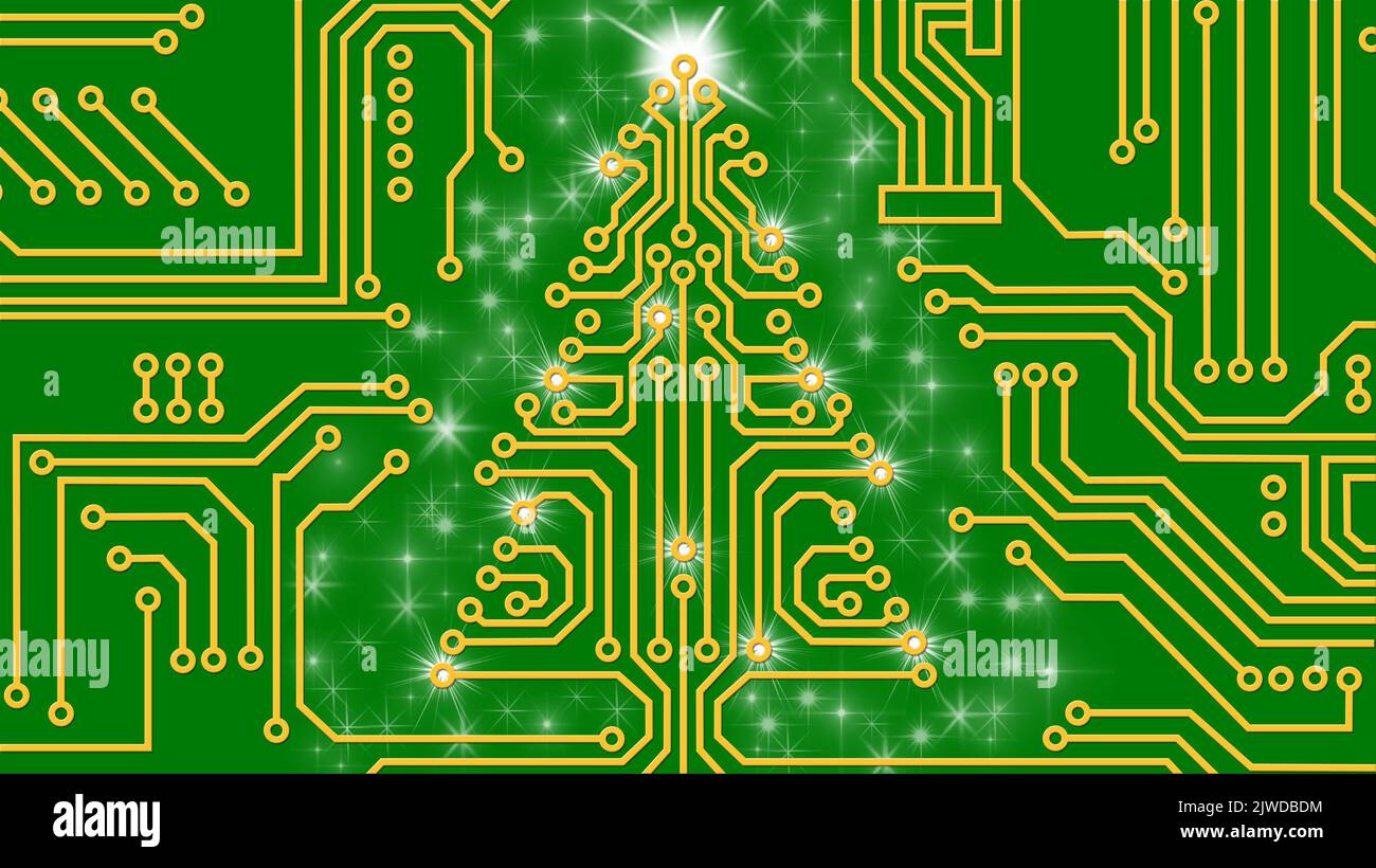 Christmas tree made of an electronic circuit board Stock Photo - Alamy