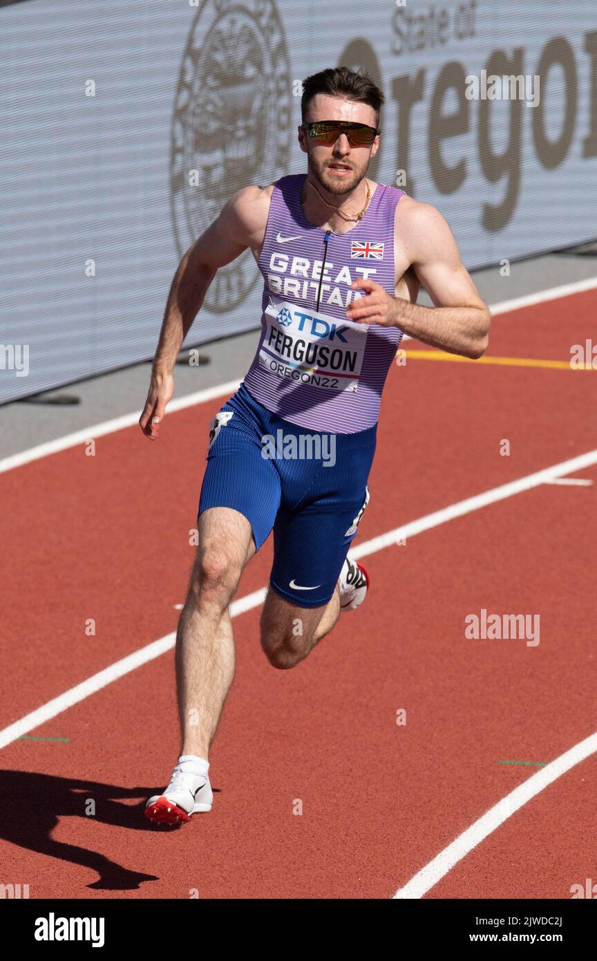 Joe Ferguson of GB&NI competing in the men’s 200m heats at the World ...