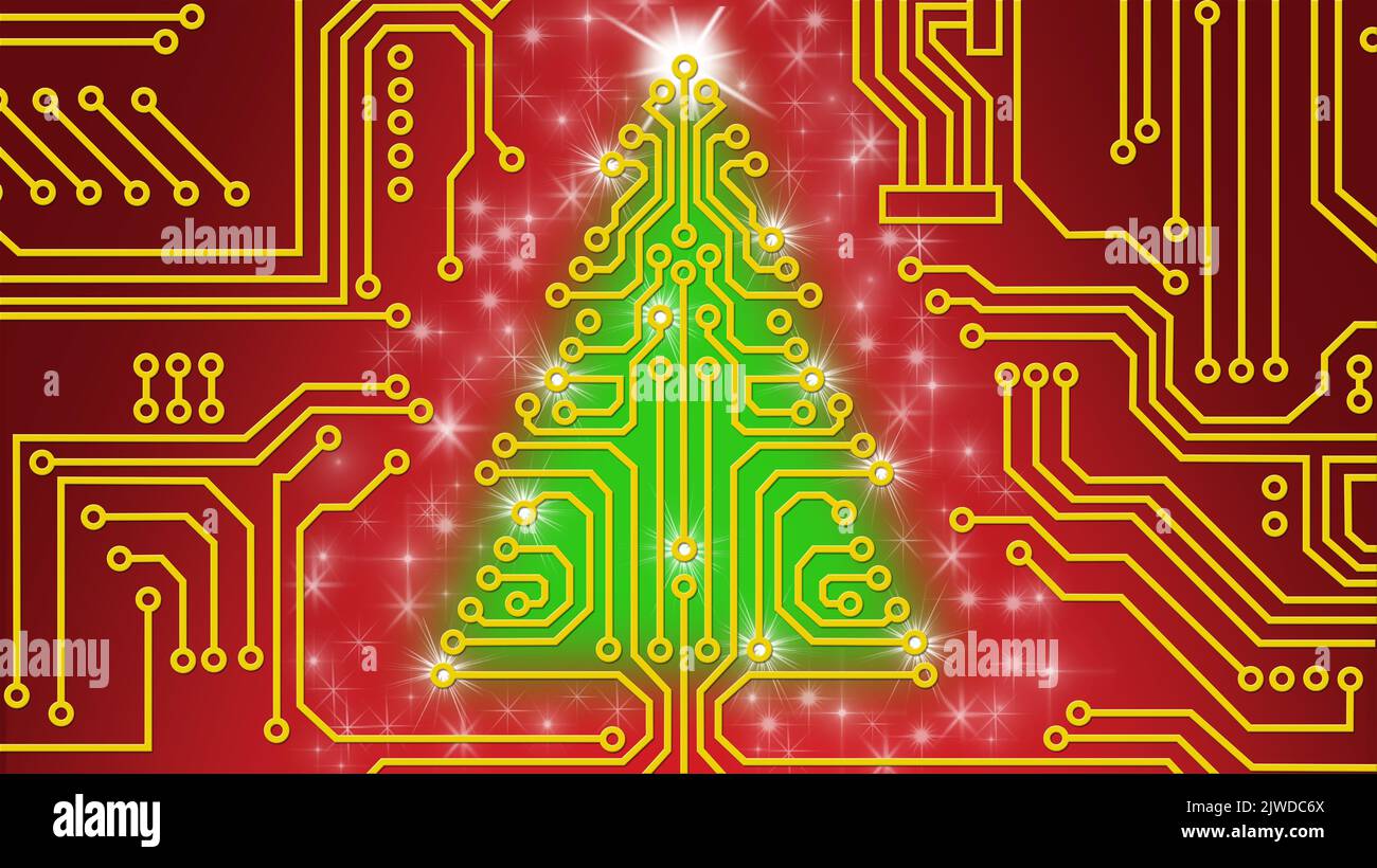 Christmas tree made of an electronic circuit board Stock Photo - Alamy