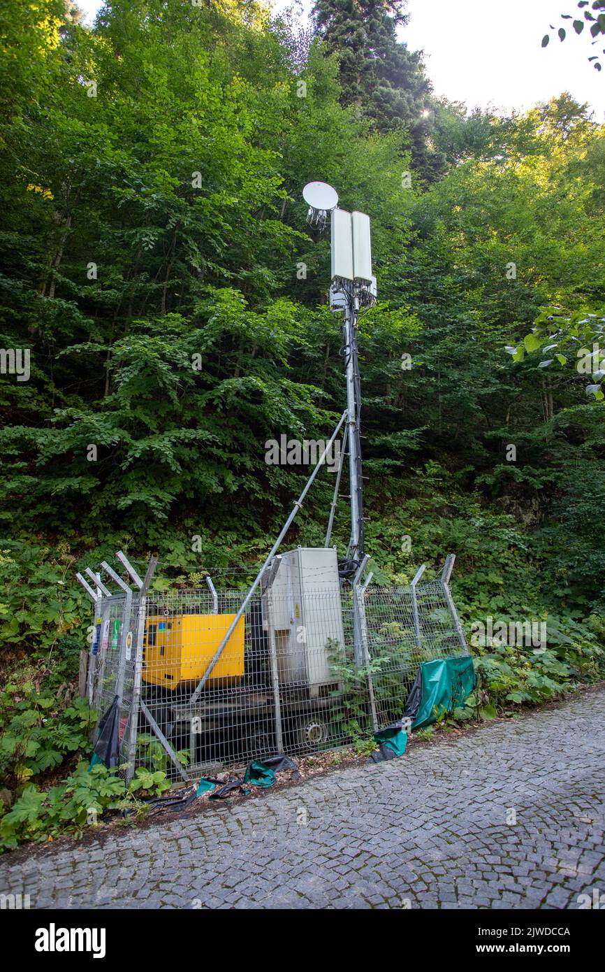 A base station placed to provide communication in the forest Stock ...