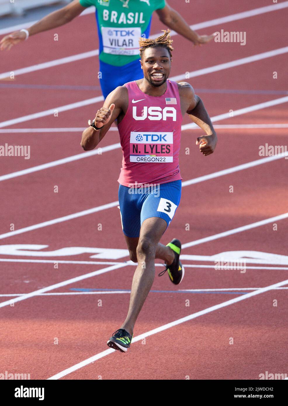 Noah Lyles of the USA competing in the men’s 200m heats at the World ...