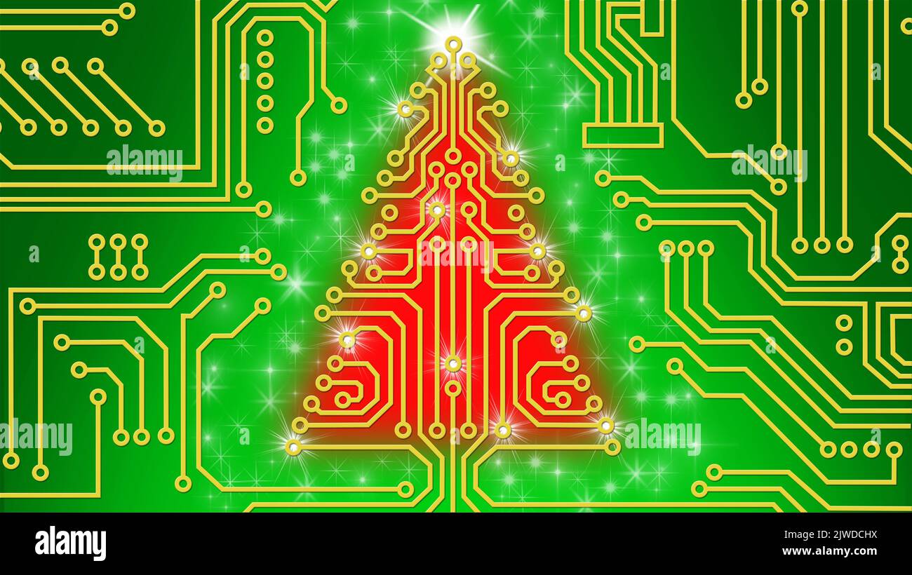 Christmas tree made of an electronic circuit board Stock Photo - Alamy