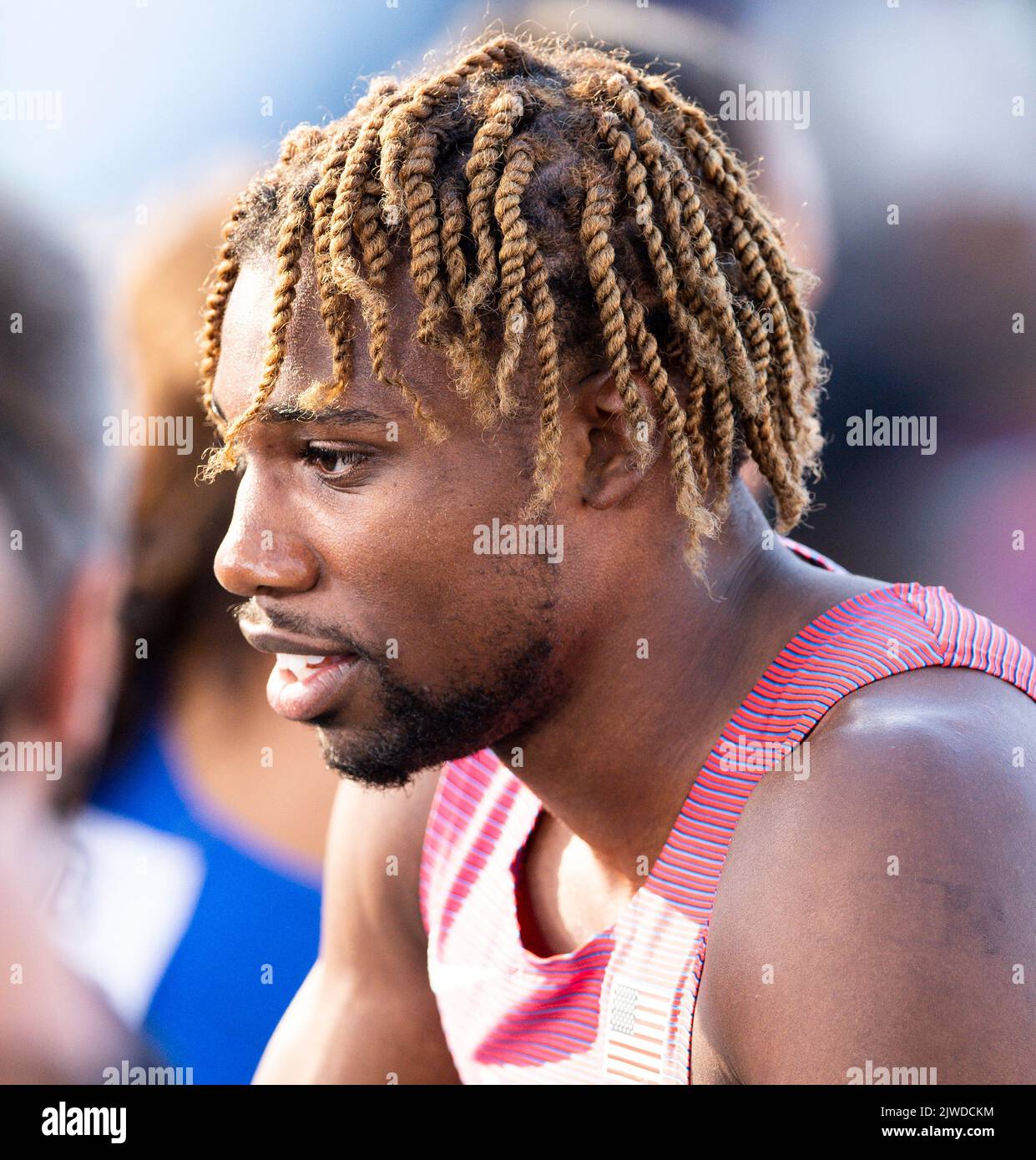 Noah Lyles of the USA competing in the men’s 200m heats at the World ...