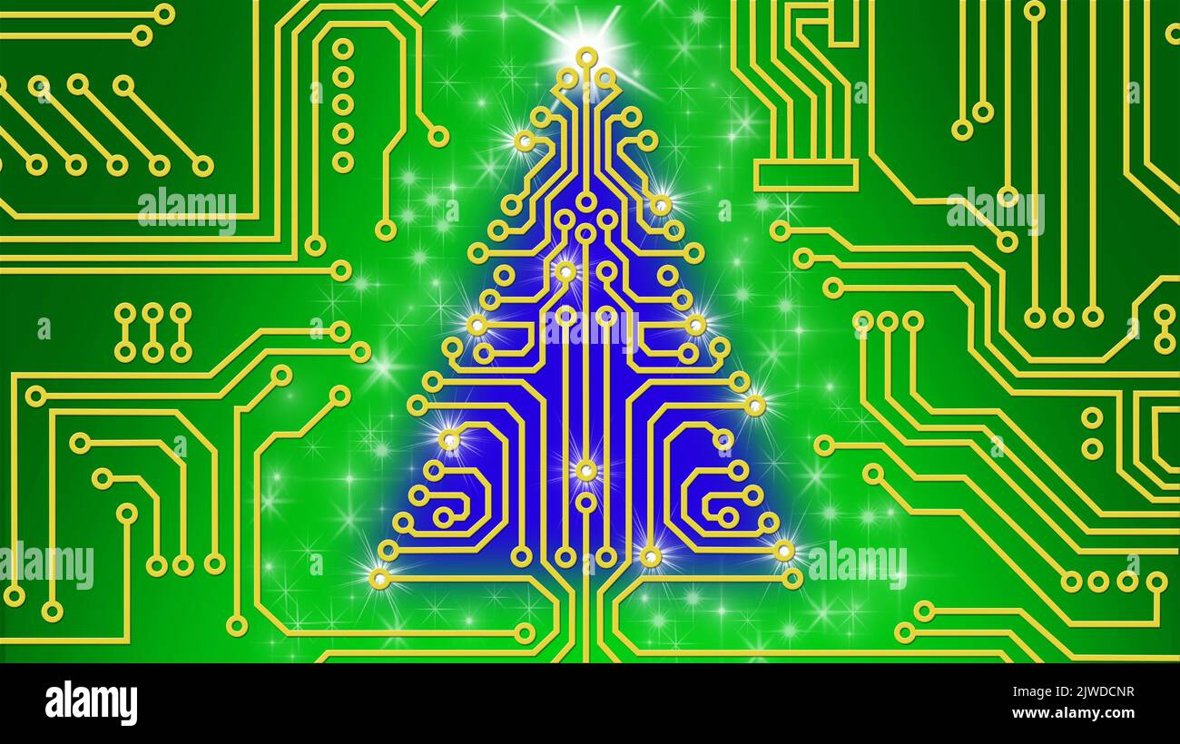 Christmas tree made of an electronic circuit board Stock Photo - Alamy