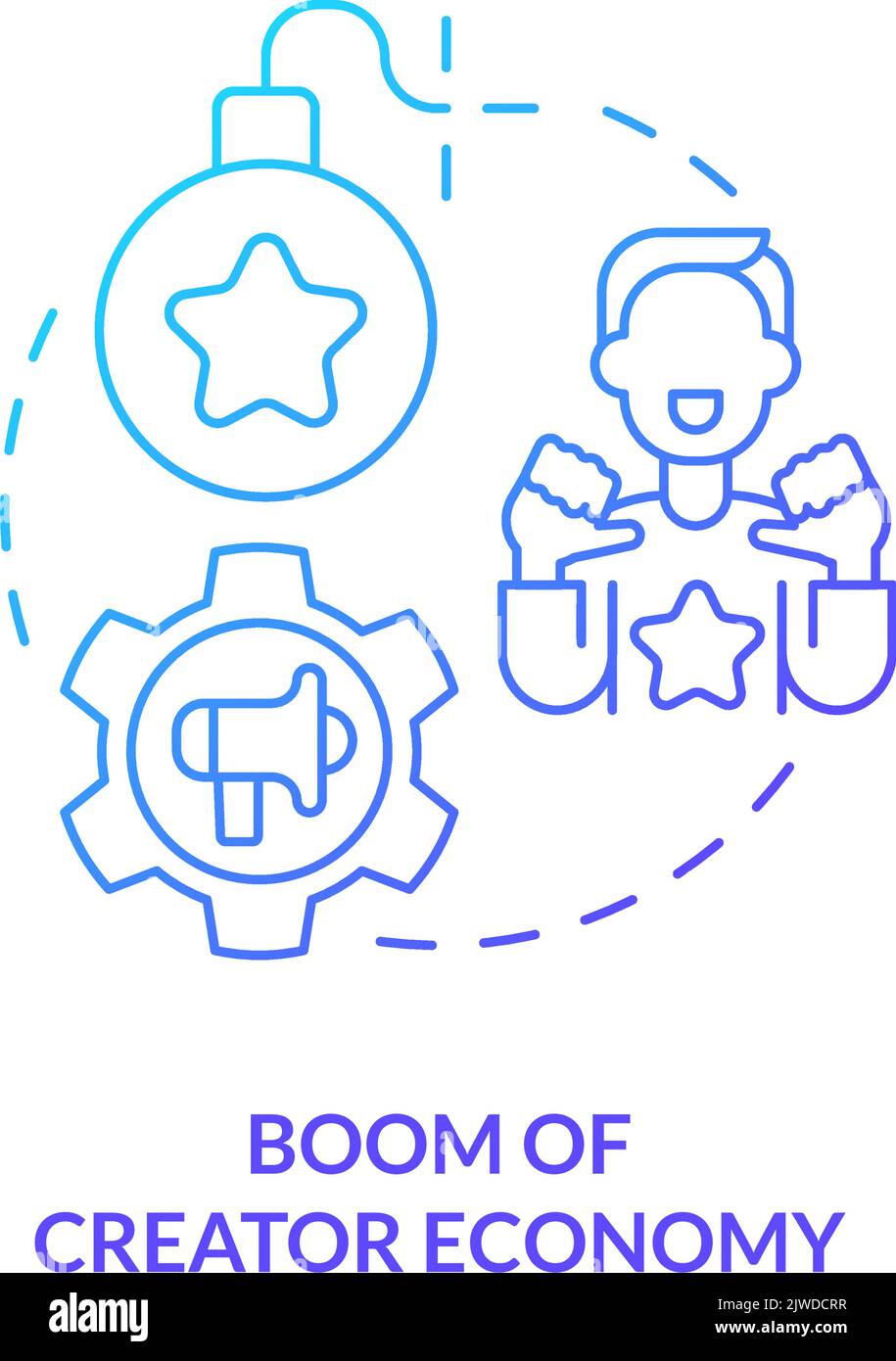 Boom of creator economy blue gradient concept icon Stock Vector Image ...