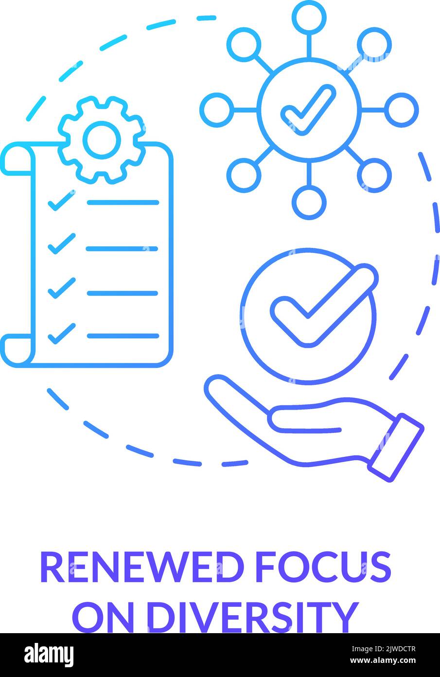 Renewed focus on diversity blue gradient concept icon Stock Vector ...