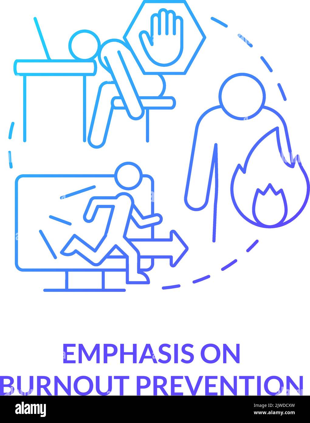 Emphasis on burnout prevention blue gradient concept icon Stock Vector ... Emphasis on burnout prevention blue gradient concept icon Stock Vector ...
