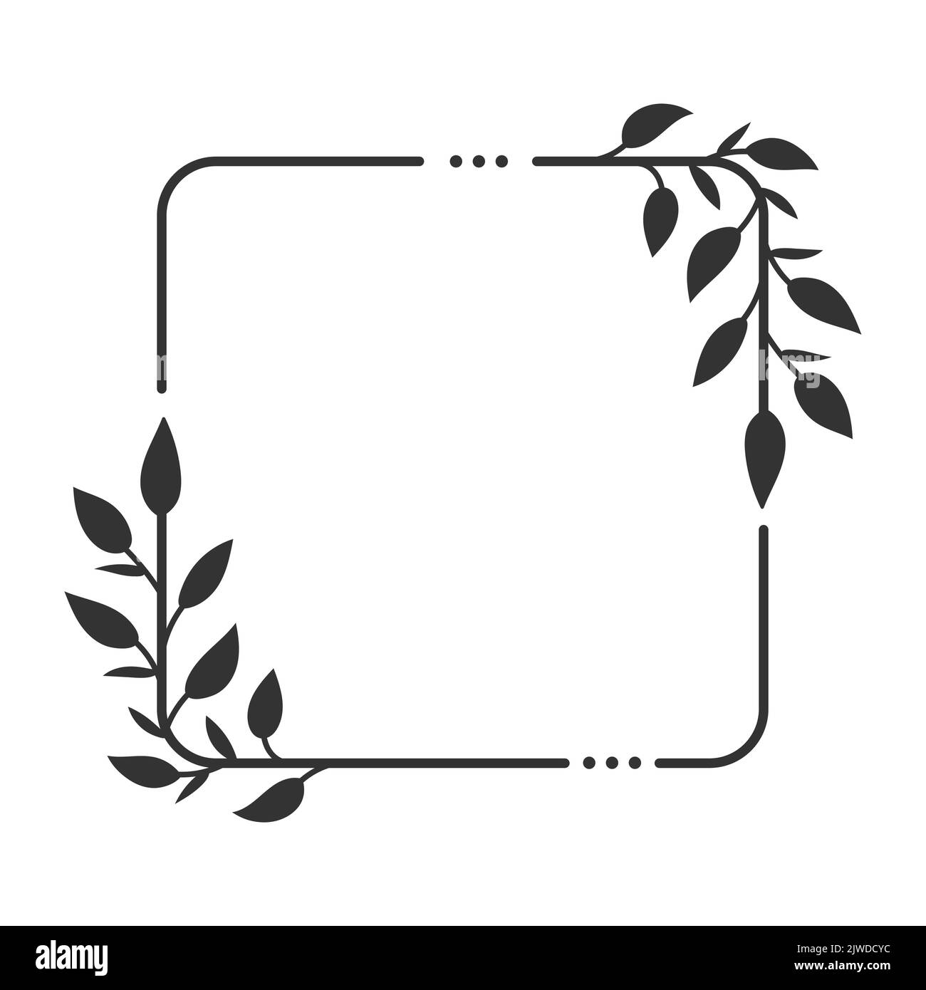 A simple line art of a frame with leaves Stock Vector Image & Art - Alamy