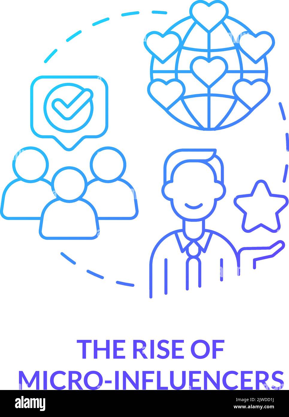 Rise of micro influencers blue gradient concept icon Stock Vector Image ...