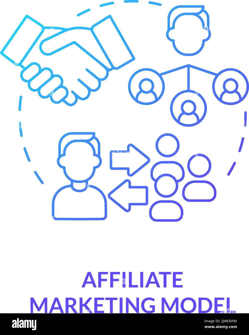 Affiliate marketing model blue gradient concept icon Stock Vector Image ...