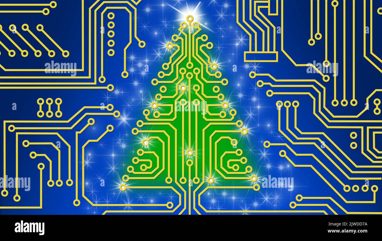 Christmas tree made of an electronic circuit board Stock Photo - Alamy