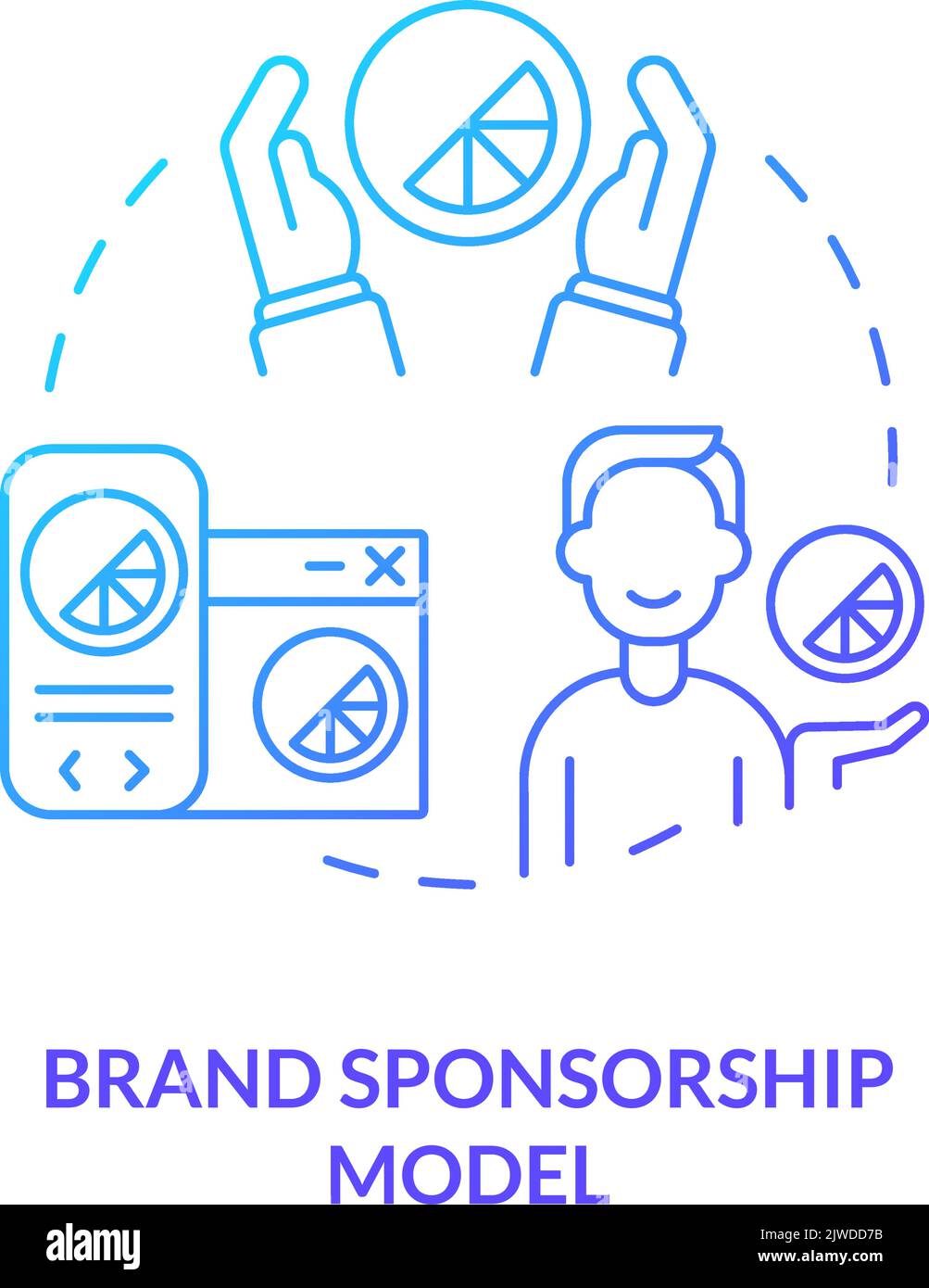 Brand sponsorship model blue gradient concept icon Stock Vector Image ...