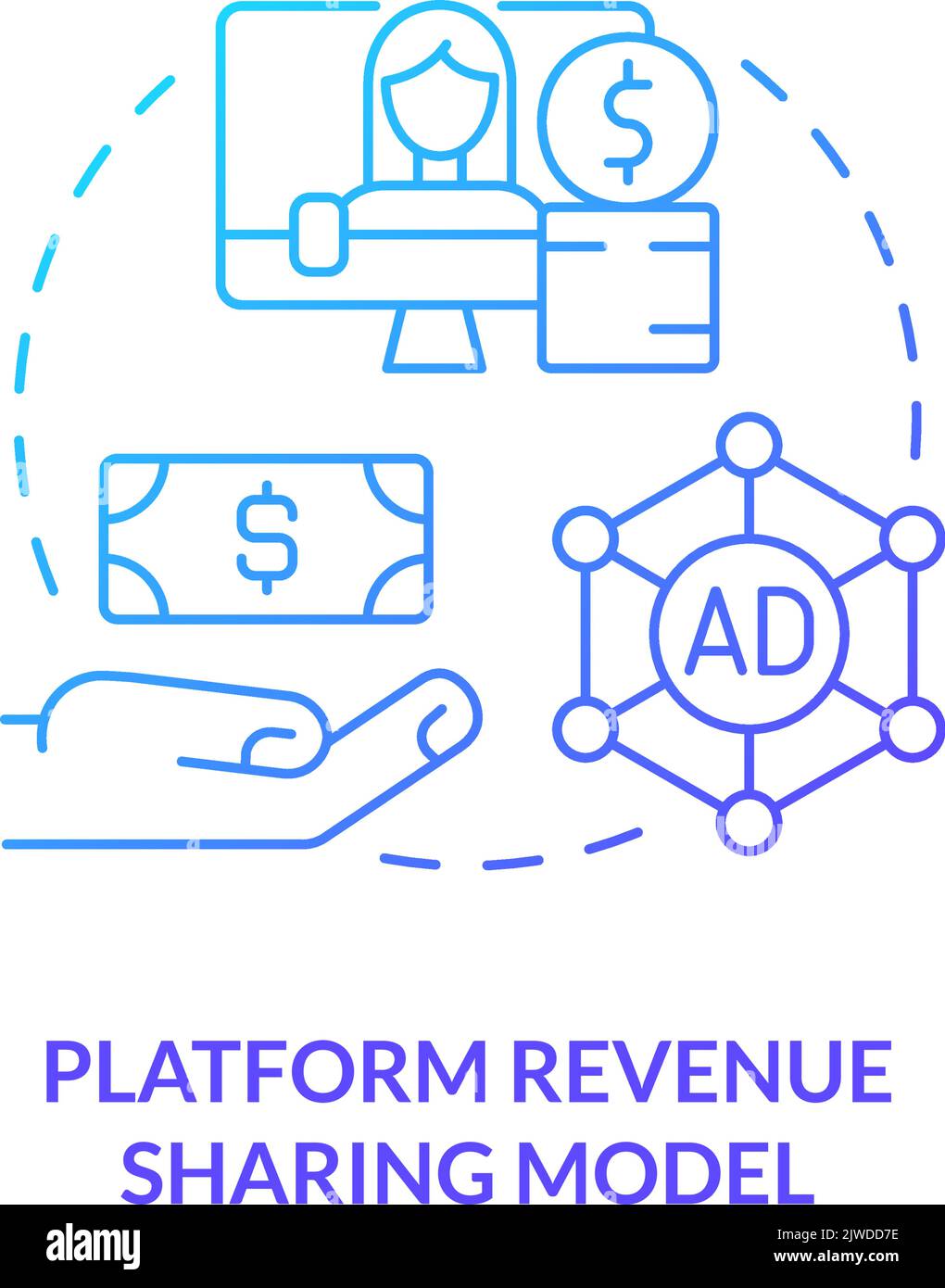 Platform revenue sharing model blue gradient concept icon Stock Vector ...