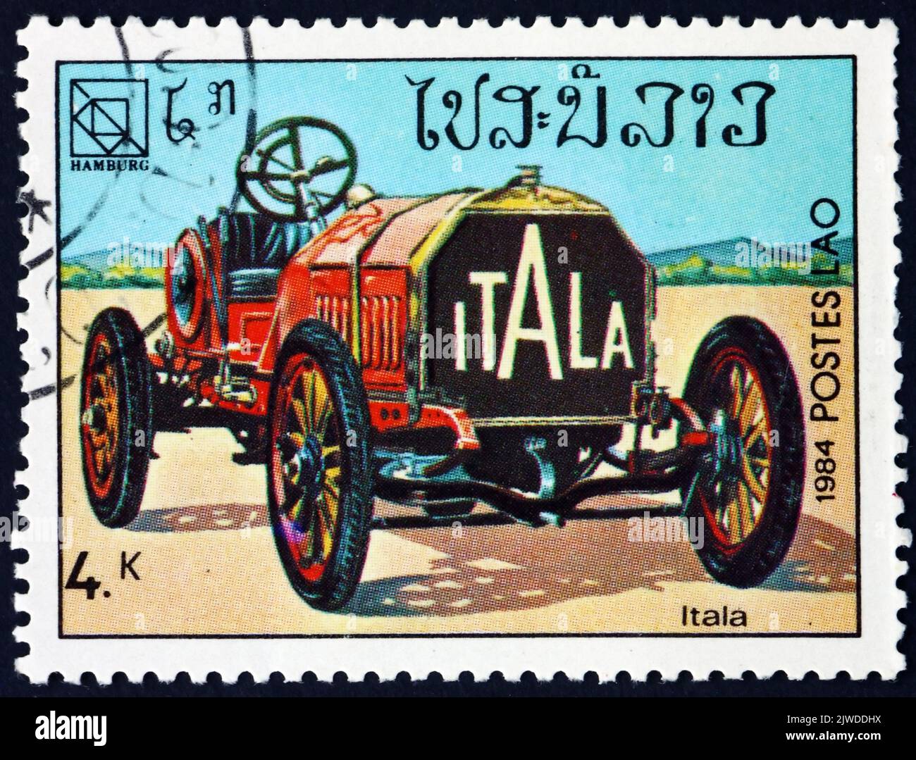 LAOS - CIRCA 1984: a stamp printed in Laos shows Itala, Italian classic ...