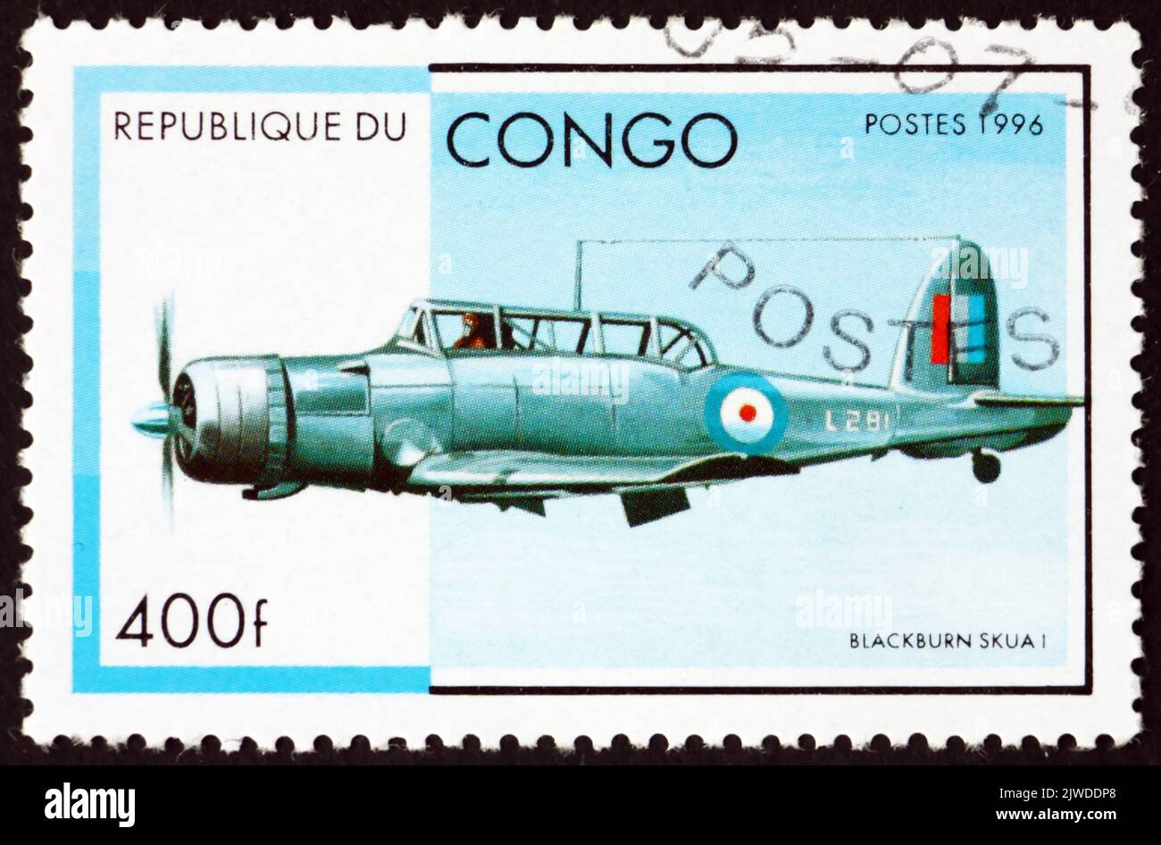CONGO - CIRCA 1996: a stamp printed in Congo shows Blackburn Skua 1 ...
