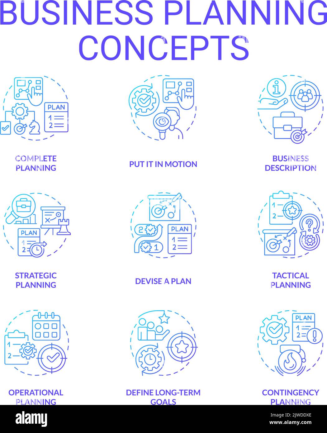 Business planning blue gradient concept icons set Stock Vector Image & Art - Alamy