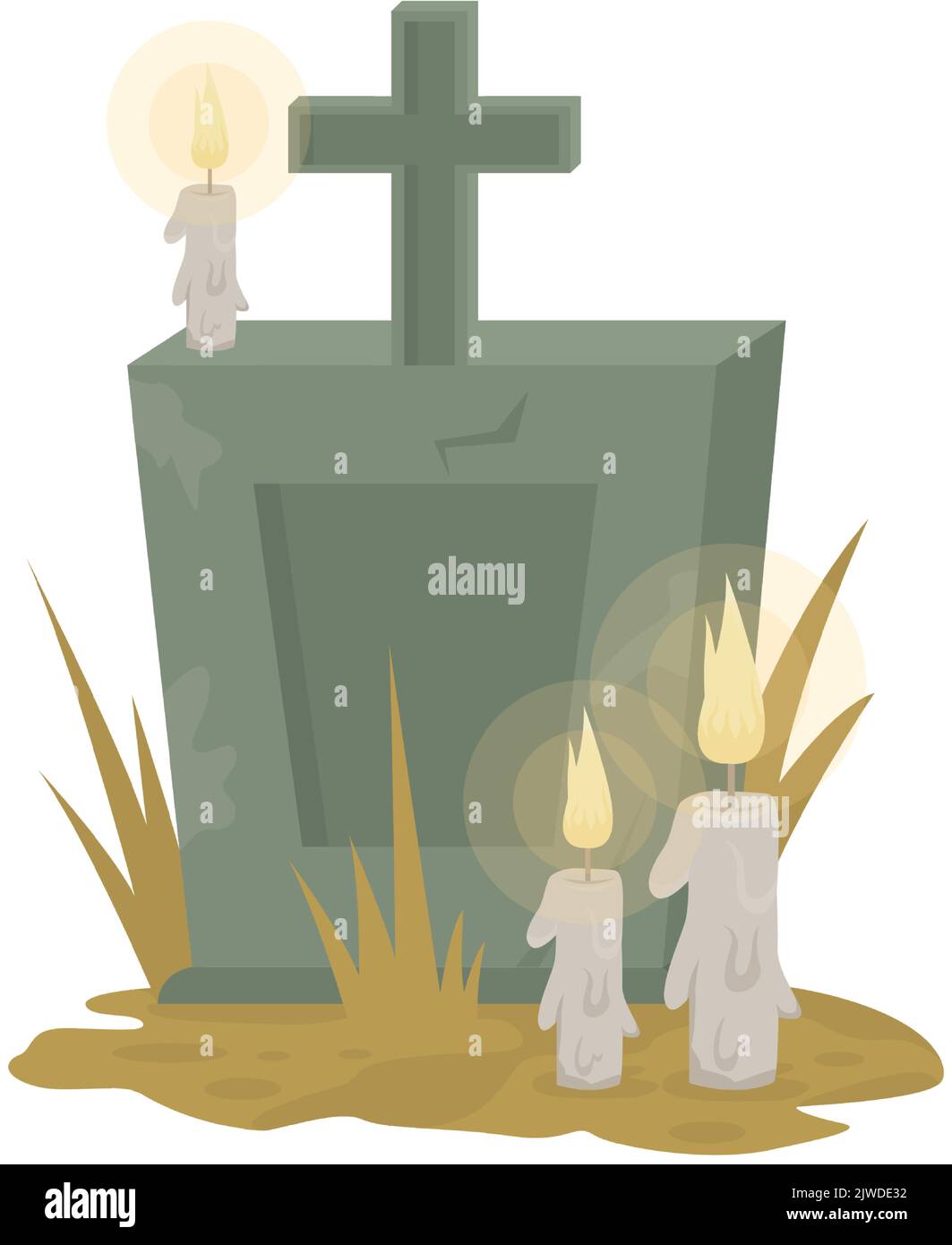 Gravestone with cross semi flat color vector object Stock Vector Image ...