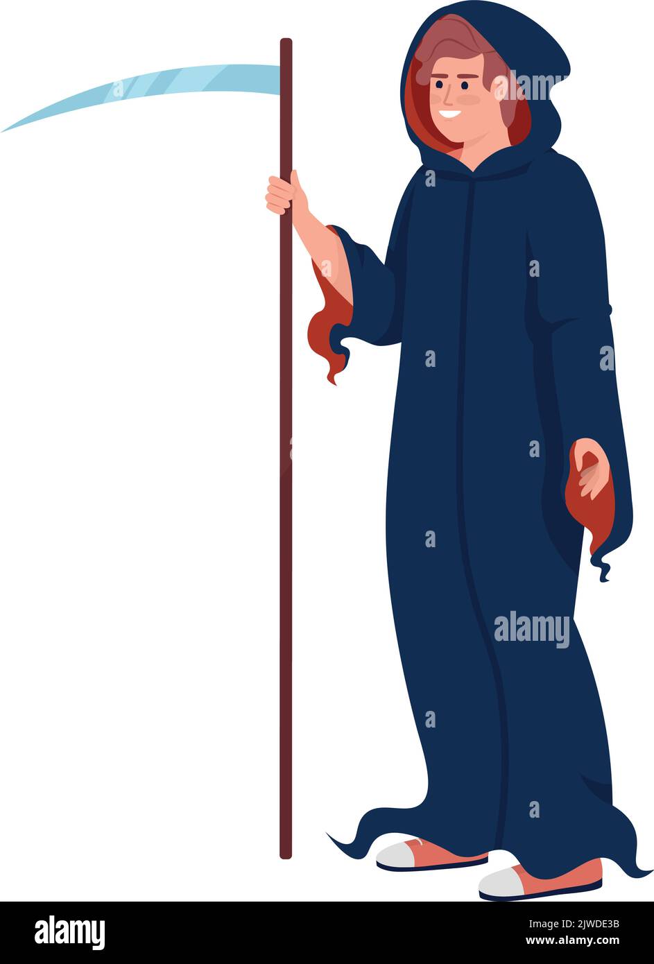Smiling man wearing death costume semi flat color vector character ...