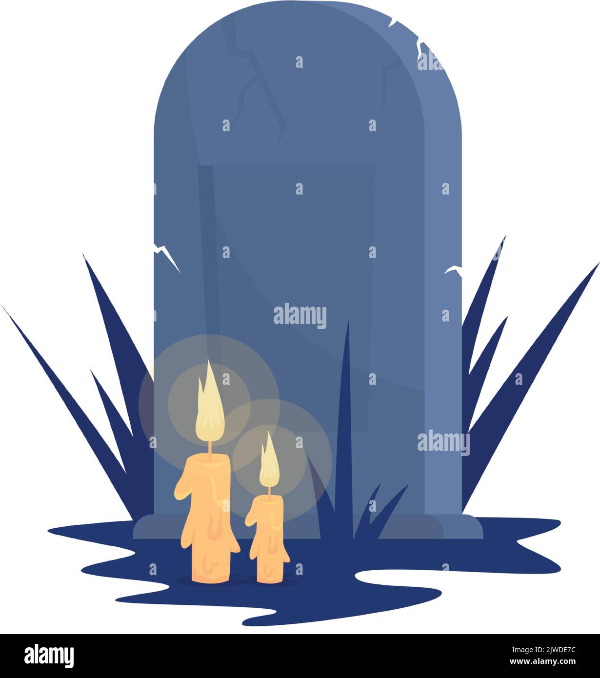 Gravestone with candles semi flat color vector object Stock Vector ...