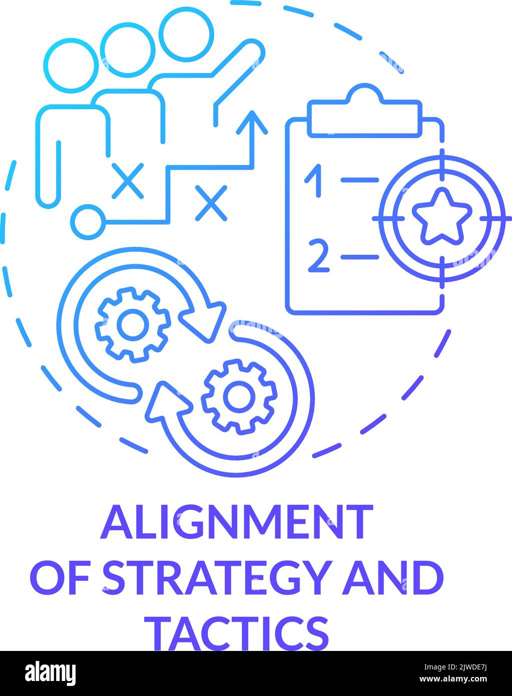 Alignment of strategy and tactics blue gradient concept icon Stock ...