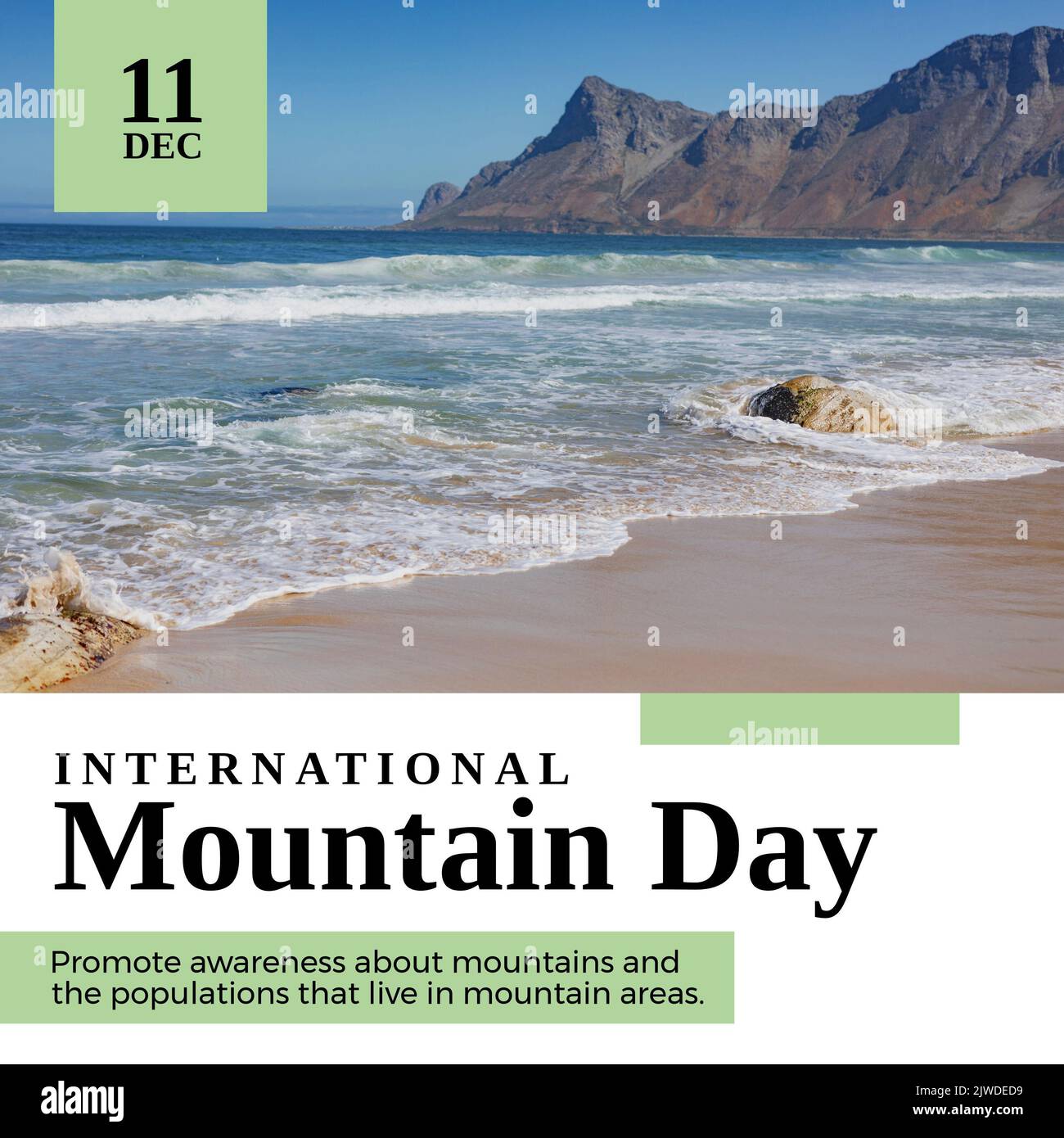 Composition of international mountain day text over landscape Stock ...