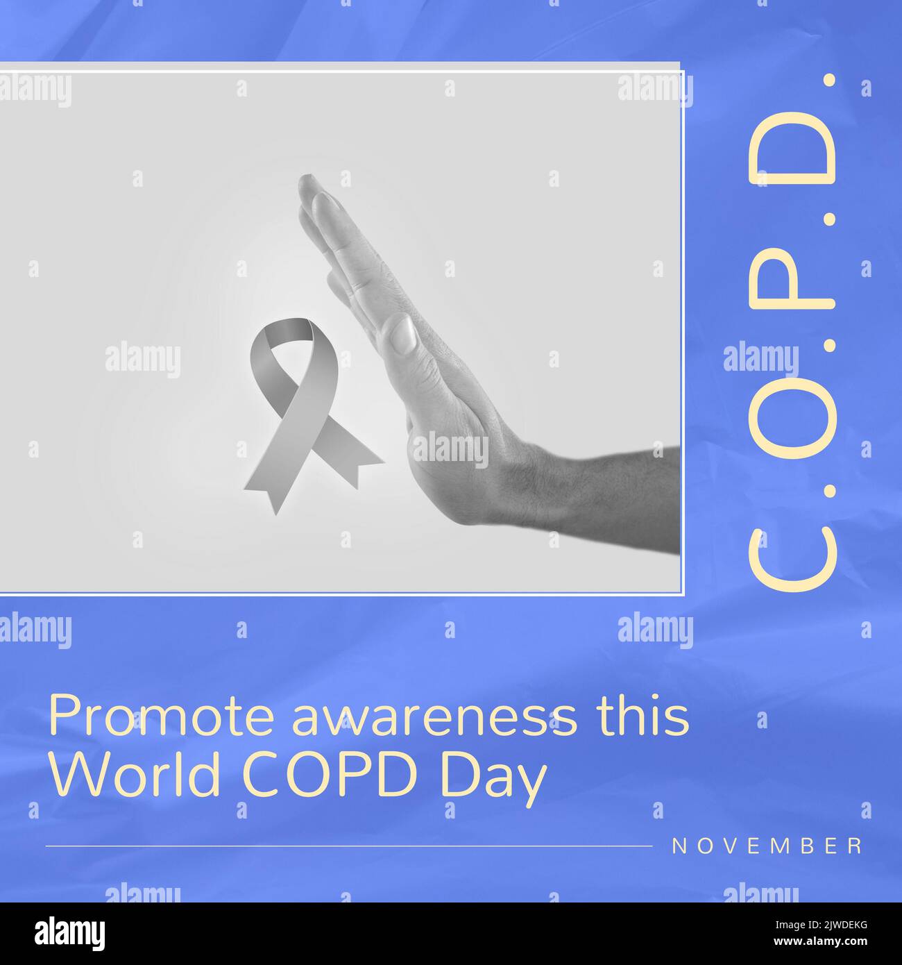 Composition of promote awareness this world copd day text with hand and ...