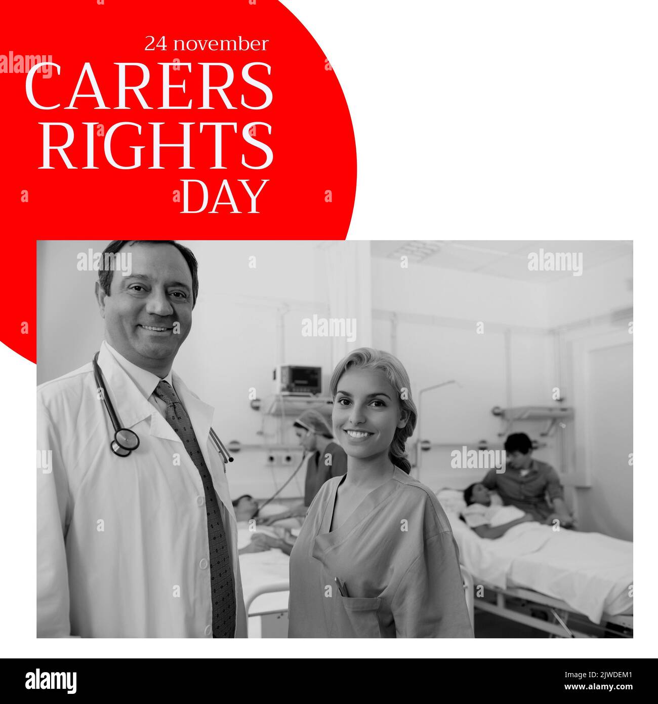 Composition of carers rights day text with diverse doctors and patients ...
