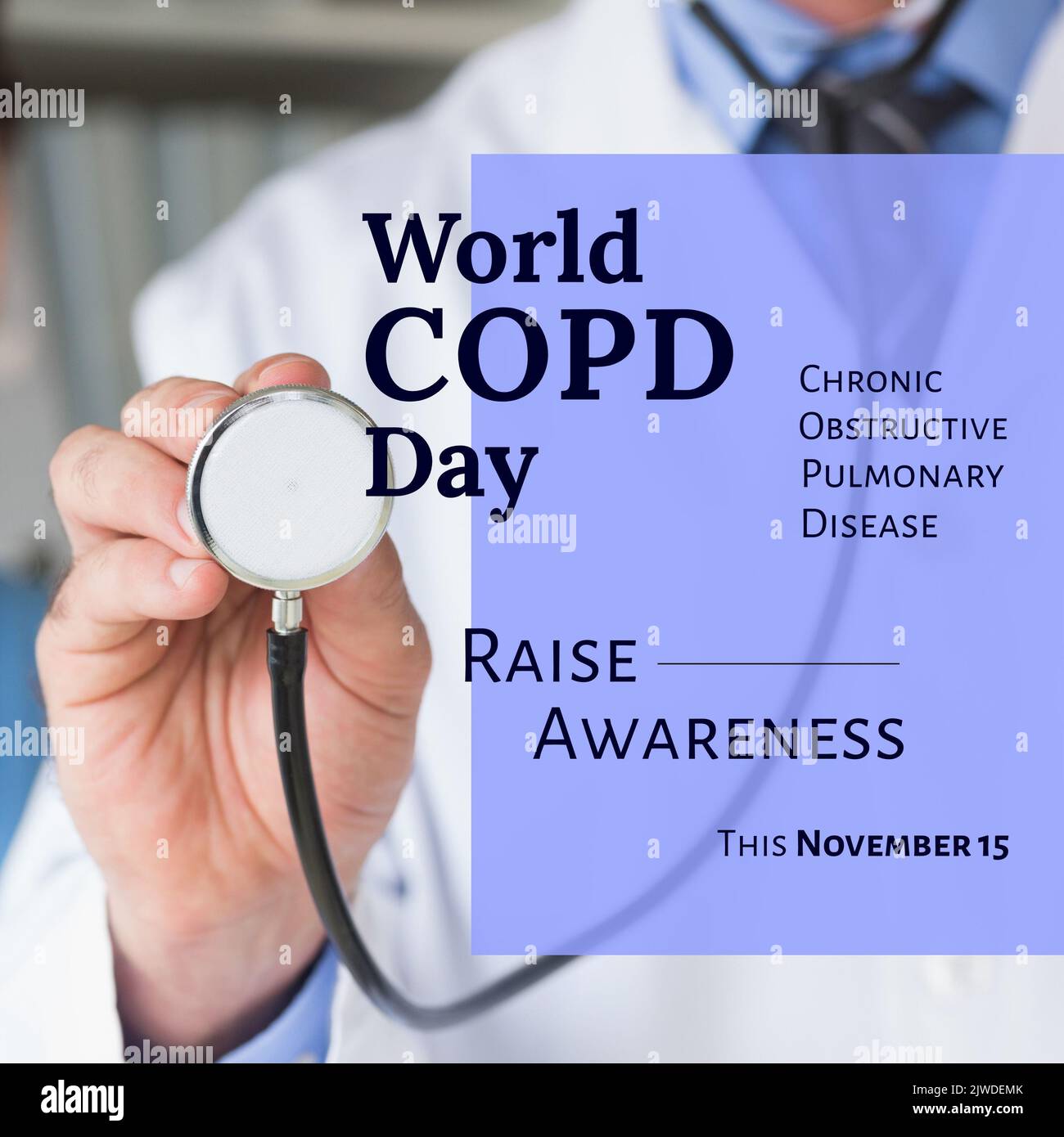 Composition of world copd day raise awareness text with caucasian male ... Composition of world copd day raise awareness text with caucasian male ...