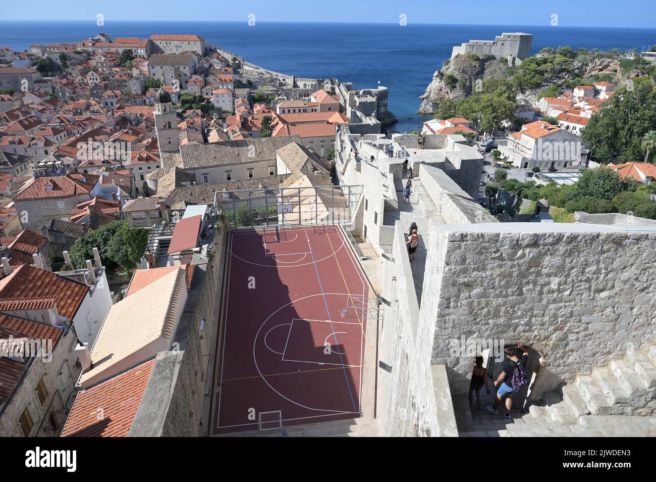 The walled town of Dubrovnik and Fort Lovrijenac also known as the Red ...