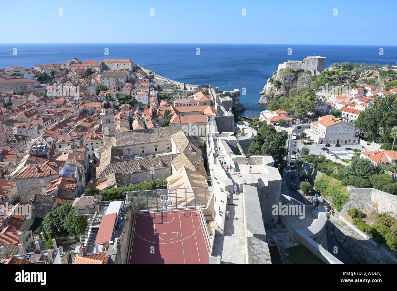 The walled town of Dubrovnik and Fort Lovrijenac also known as the Red ...