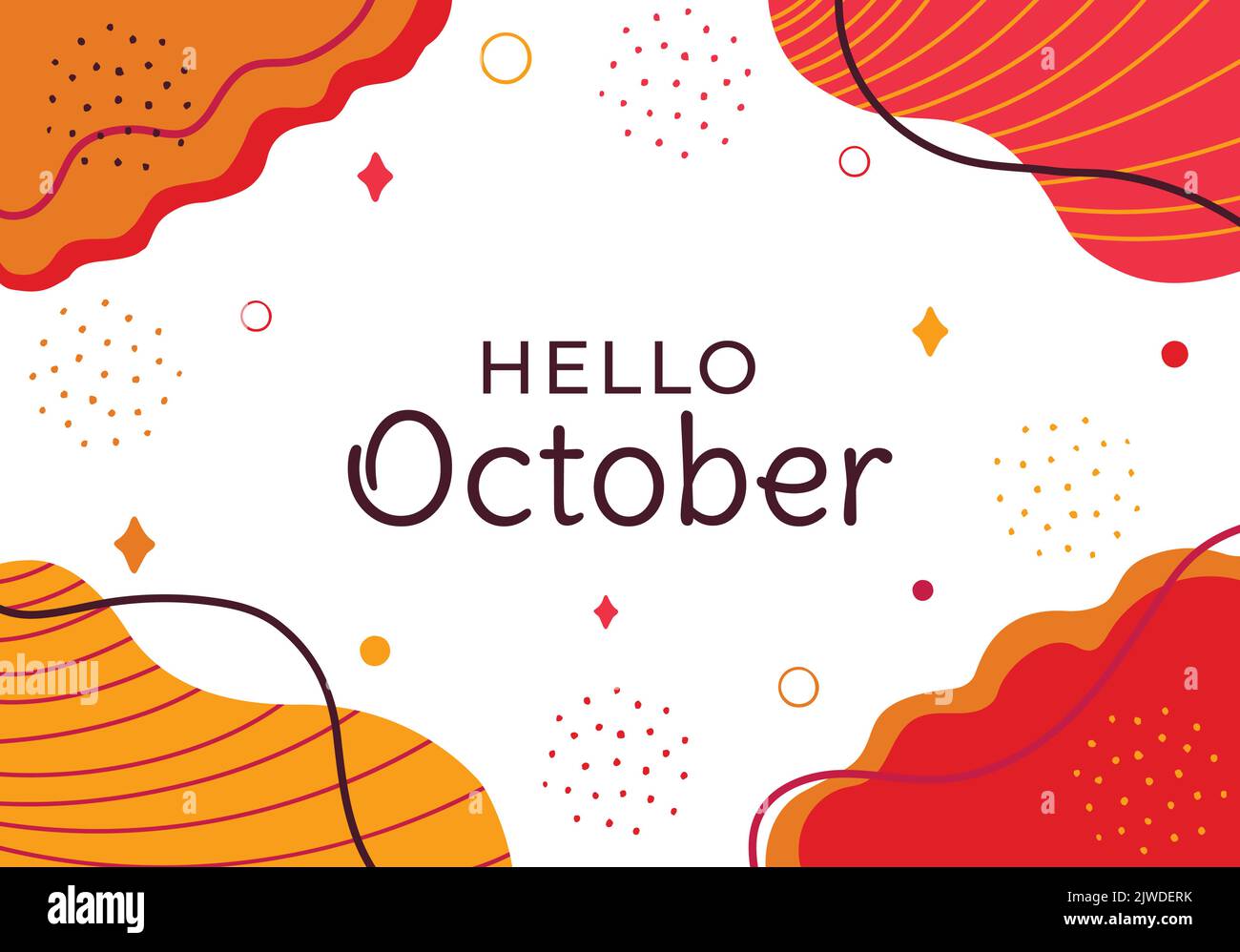 Hello October Floral Abstract Typography Social media post vector ...