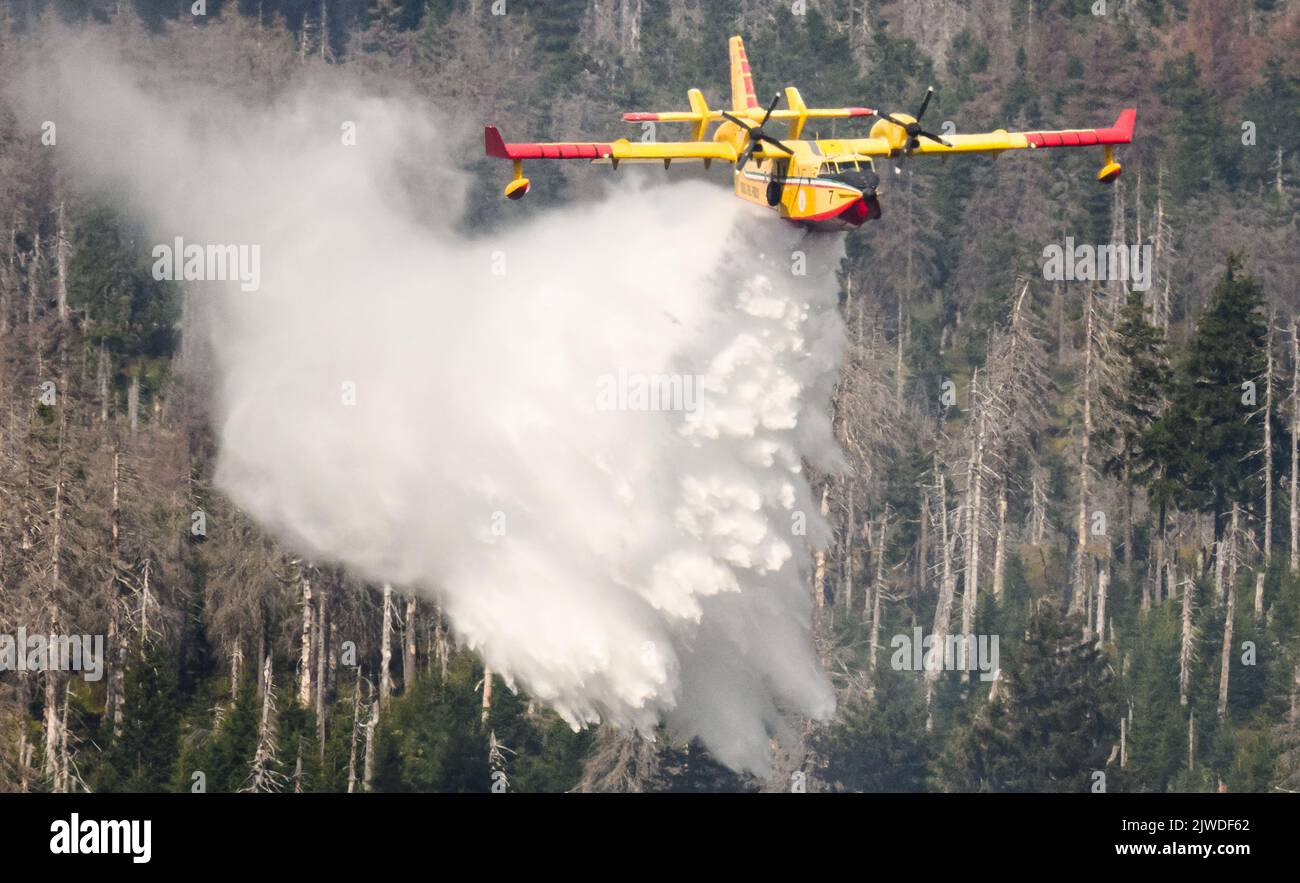 Braunlage, Germany. 05th Sep, 2022. An Italian firefighting aircraft ...