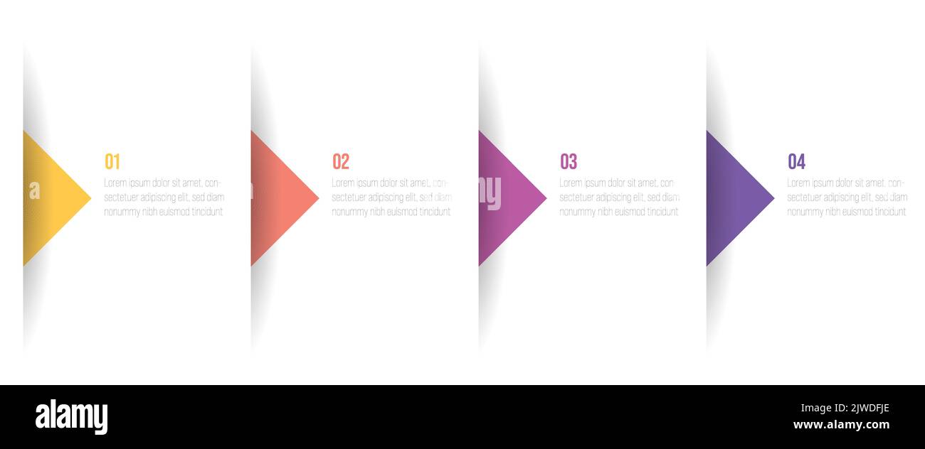 Four steps diagram of colourful arrows Stock Vector Image & Art - Alamy