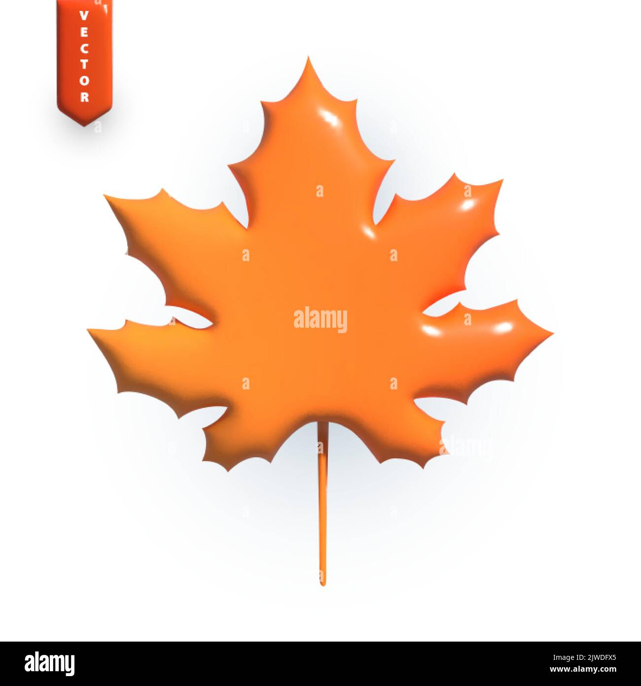 Stylized 3d Autumn Orange Maple Leaf Vector Stock Vector Image And Art