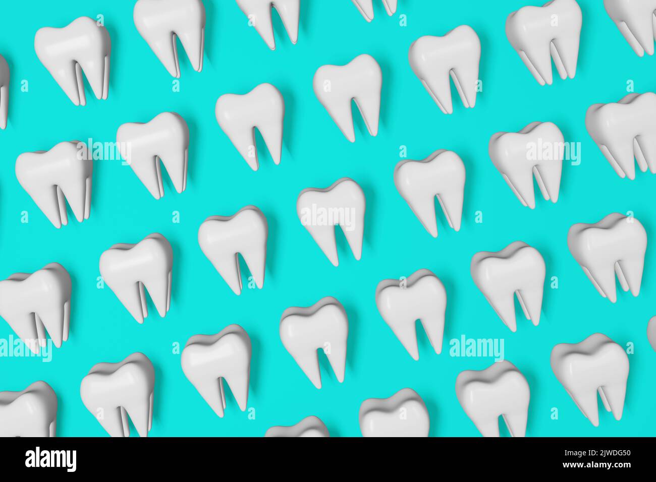 White healthy teeth motion 3D rendering pattern on blue background ...