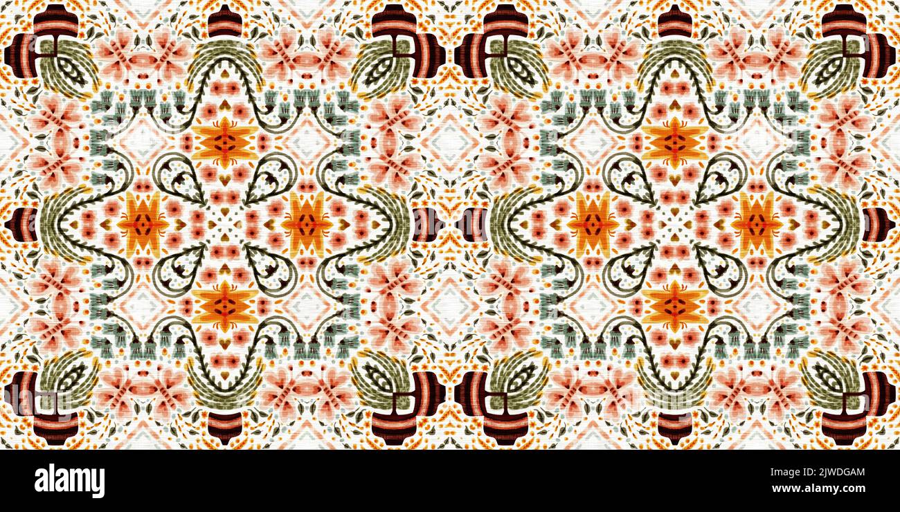 Boho botanical cottage core seamless border. Trendy decorative folklore ...